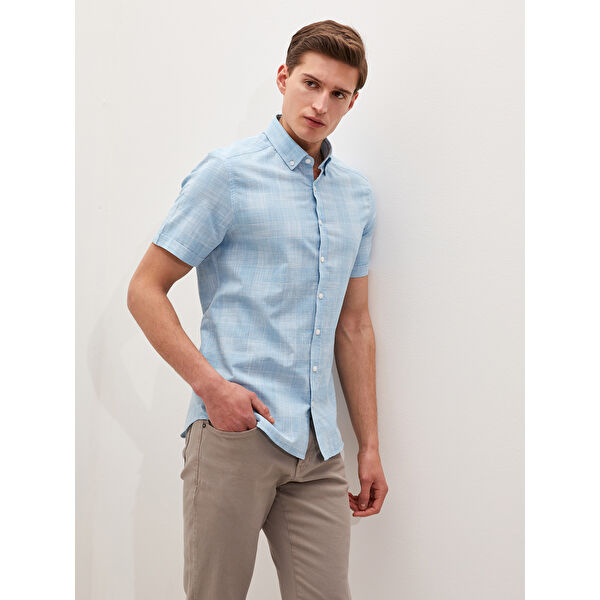 LCW CLASSIC Slim Fit Kısa Kollu Desenli Poplin Erkek Gömlek LCW CLASSIC Slim Fit Kısa Kollu Desenli Poplin Erkek Gömlek
