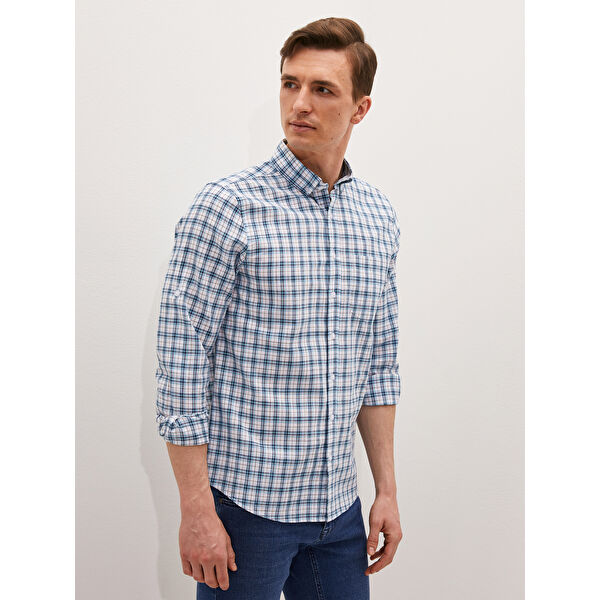 LCW CLASSIC Regular Fit Uzun Kollu Ekose Poplin Erkek Gömlek