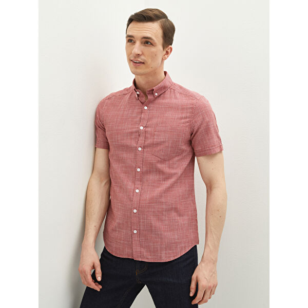 LCW CLASSIC Slim Fit Kısa Kollu Poplin Erkek Gömlek