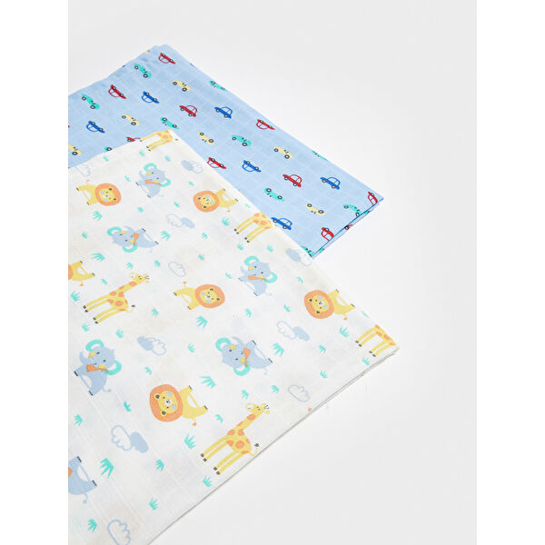 Erkek Bebek Desenli Müslin Bez 2'li Erkek Bebek Desenli Müslin Bez 2'li