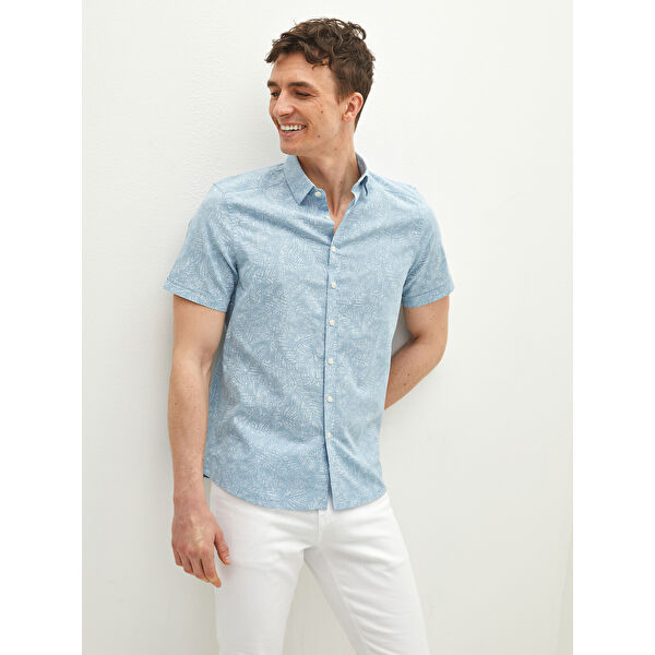 LCW CLASSIC Slim Fit Kısa Kollu Poplin Erkek Gömlek