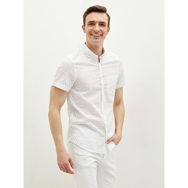 LCW CLASSIC Slim Fit Kısa Kollu Desenli Erkek Gömlek