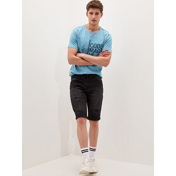 Standart Kalıp Erkek Jean Şort