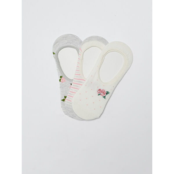 LCW DREAM Nakışlı Pamuklu Kadın Babet Çorap 3'lü