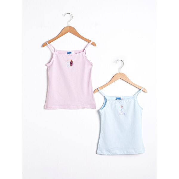 Kız Çocuk Frozen Baskılı Pamuklu Atlet 2'li