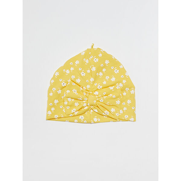 Desenli Fiyonk Detaylı Kız Bebek Bere Desenli Fiyonk Detaylı Kız Bebek Bere