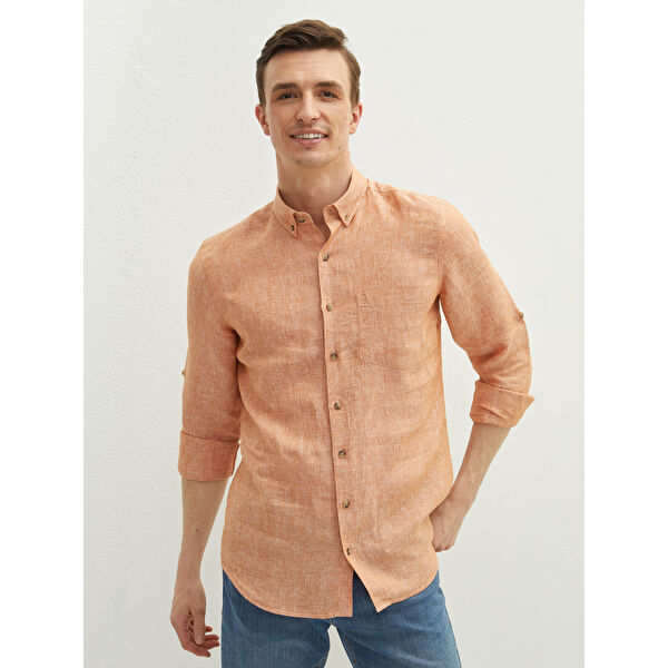 LCW BASIC Regular Fit Uzun Kollu Keten Erkek Gömlek LCW BASIC Regular Fit Uzun Kollu Keten Erkek Gömlek