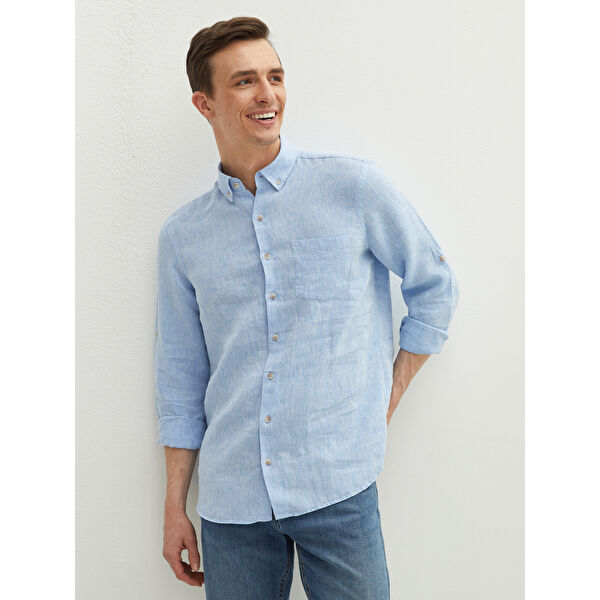 LCW BASIC Regular Fit Uzun Kollu Keten Erkek Gömlek LCW BASIC Regular Fit Uzun Kollu Keten Erkek Gömlek