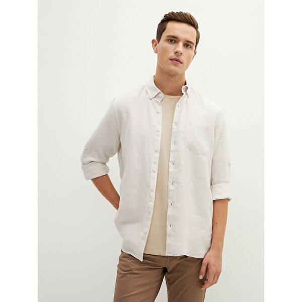 LCW BASIC Regular Fit Uzun Kollu Keten Erkek Gömlek LCW BASIC Regular Fit Uzun Kollu Keten Erkek Gömlek