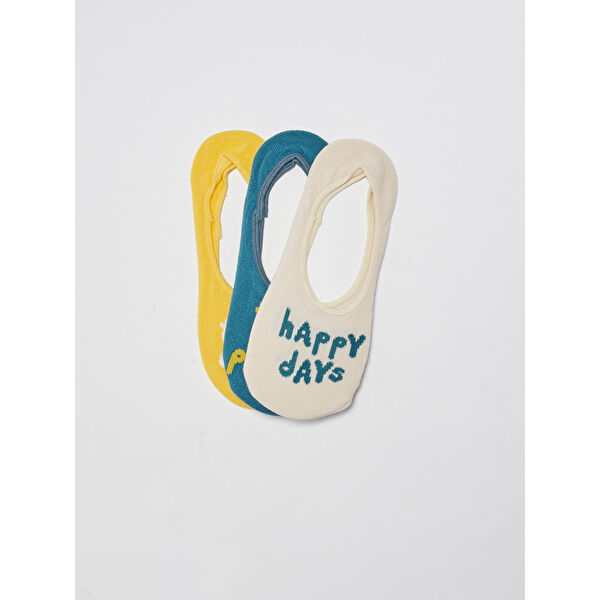 LCW DREAM Slogan Baskılı Pamuklu Kadın Babet Çorap 3'lü