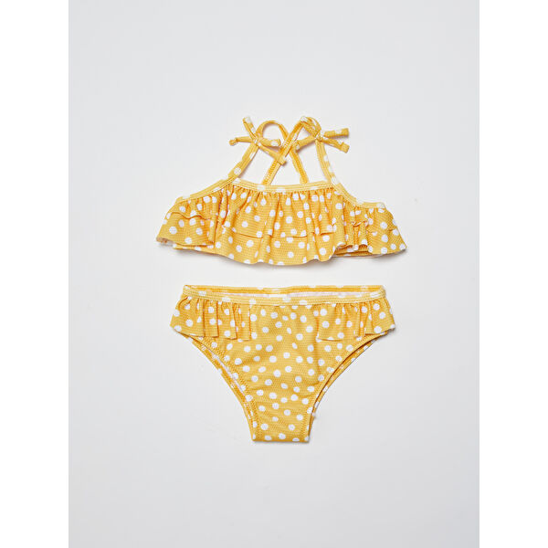 Esnek Kumaştan Desenli Kız Bebek Bikini Takımı