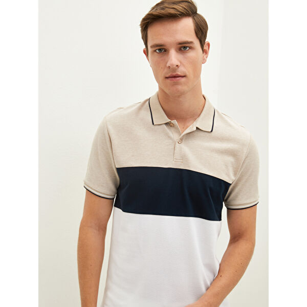 LCW VISION Polo Yaka Kısa Kollu Renk Bloklu Erkek Tişört