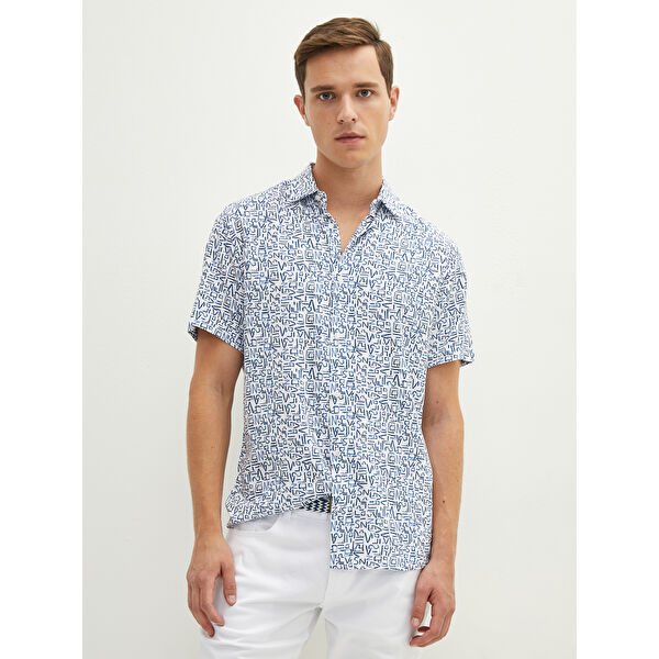 LCW VISION Slim Fit Kısa Kollu Desenli Viskon Erkek Gömlek LCW VISION Slim Fit Kısa Kollu Desenli Viskon Erkek Gömlek