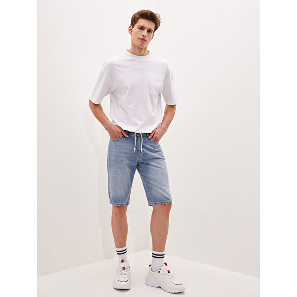 Standart Kalıp Bermuda Erkek Jean Şort Standart Kalıp Bermuda Erkek Jean Şort