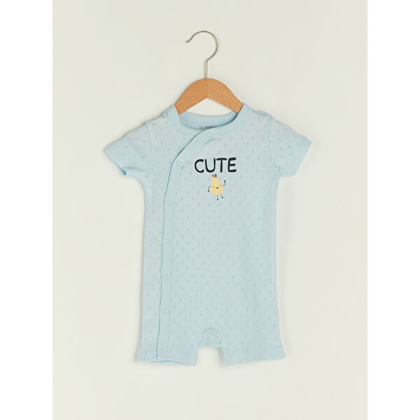 Bisiklet Yaka Kısa Kollu Pamuklu Erkek Bebek Tulum