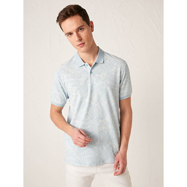 Desenli Polo Yaka Kısa Kollu Pike Erkek Tişört