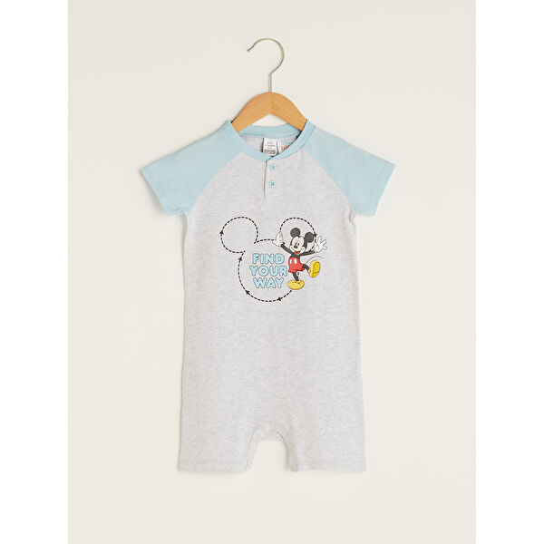 Bisiklet Yaka Kısa Kollu Mickey Mouse Baskılı Pamuklu Erkek Bebek Tulum Bisiklet Yaka Kısa Kollu Mickey Mouse Baskılı Pamuklu Erkek Bebek Tulum