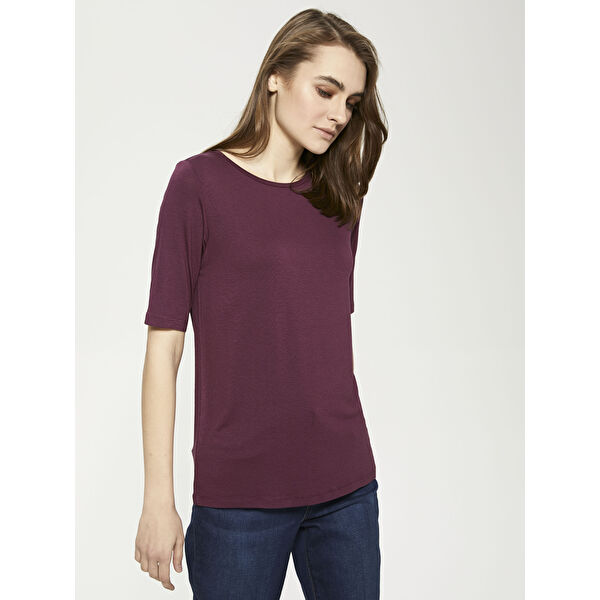 LCW BASIC Bisiklet Yaka Düz Yarım Kollu Kadın Tişört