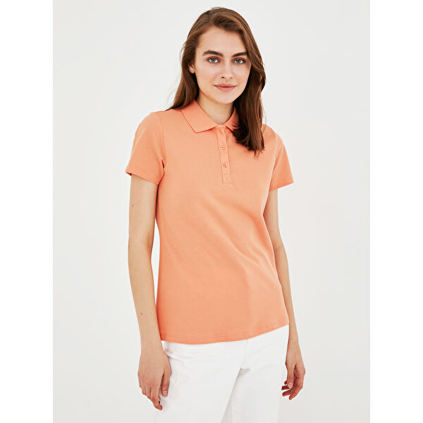 LCW BASIC Polo Yaka Düz  Kısa Kollu Pike Kadın Tişört