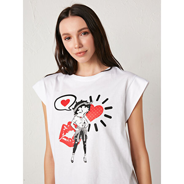 LCW CASUAL Bisiklet Yaka Betty Boop Baskılı Tişört