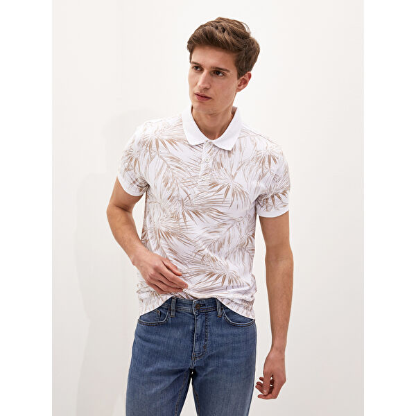 LCW CASUAL Polo Yaka Kısa Kollu Desenli Pike Erkek Tişört