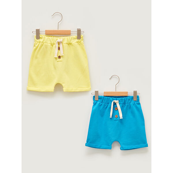 Beli Lastikli Basic Pamuklu Erkek Bebek Şort 2'li