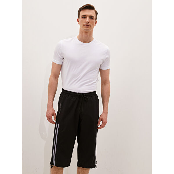 Diz Altı Boy Desenli Erkek Deniz Şortu