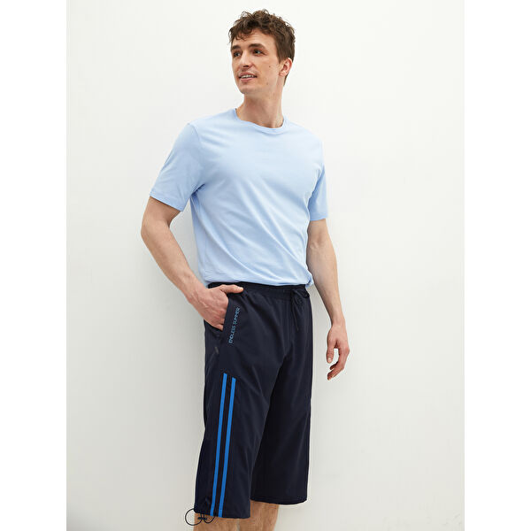 Diz Altı Boy Desenli Erkek Deniz Şortu