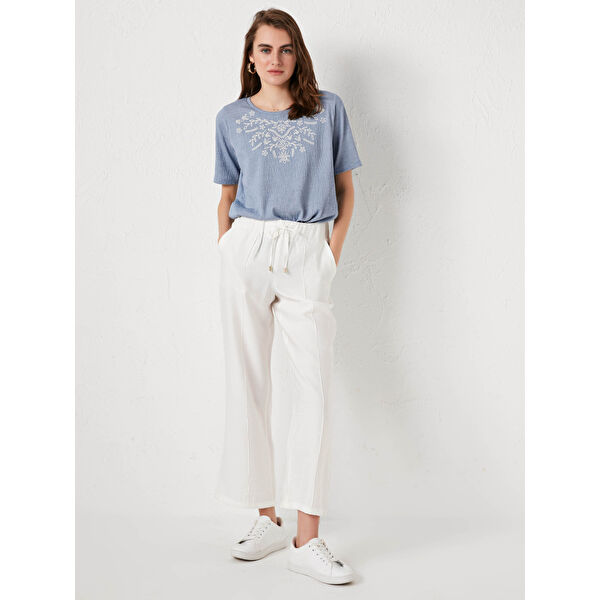 LCW BASIC Beli Lastikli Geniş Paça Kadın Pantolon