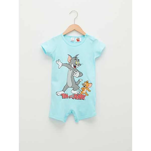 Bisiklet Yaka Kısa Kollu Tom ve Jerry Baskılı Erkek Bebek Tulum Bisiklet Yaka Kısa Kollu Tom ve Jerry Baskılı Erkek Bebek Tulum