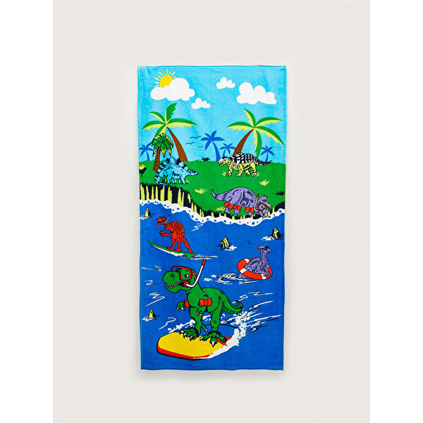 Dinozor Baskılı Erkek Çocuk Plaj Havlusu