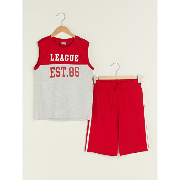 Bisiklet Yaka Baskılı Erkek Çocuk Atlet ve Şort
