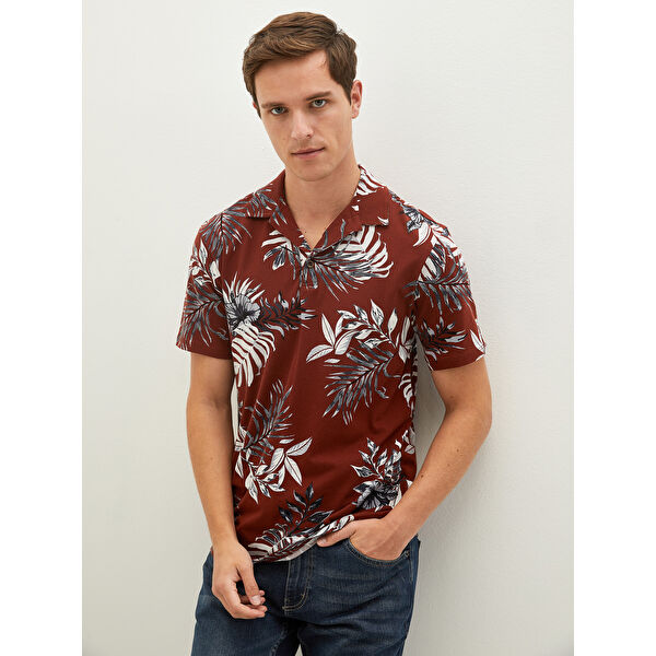 LCW VISION Resort Yaka Kısa Kollu Desenli Penye Erkek Gömlek