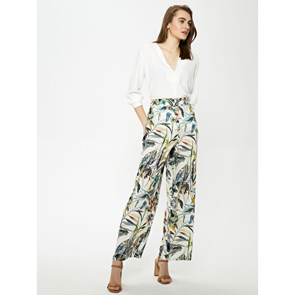 LCW BASIC Beli Lastikli Baskılı Viskon Kadın Pantolon LCW BASIC Beli Lastikli Baskılı Viskon Kadın Pantolon