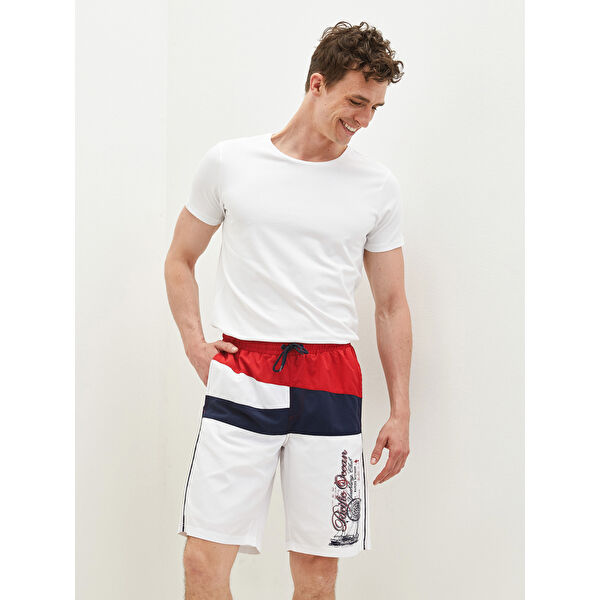 Diz Altı Boy Baskılı Erkek Deniz Şortu