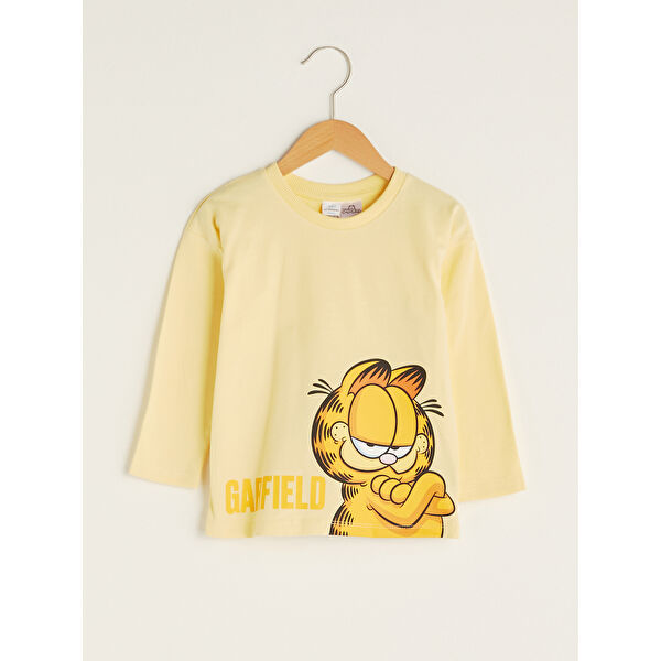 Bisiklet Yaka Uzun Kollu Garfield Baskılı Erkek Bebek Tişört