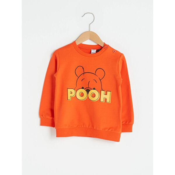 Bisiklet Yaka Uzun Kol Winnie the Pooh Baskılı Erkek Bebek Sweatshirt Bisiklet Yaka Uzun Kol Winnie the Pooh Baskılı Erkek Bebek Sweatshirt