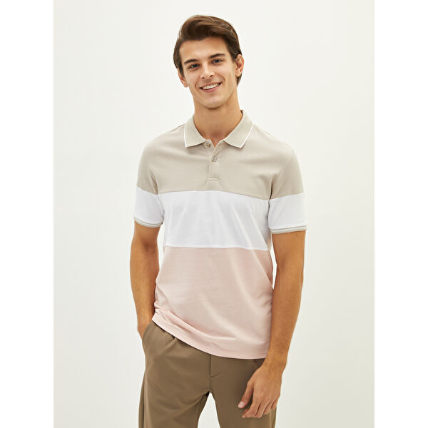 LCW VISION Polo Yaka Kısa Kollu Renk Bloklu Erkek Tişört