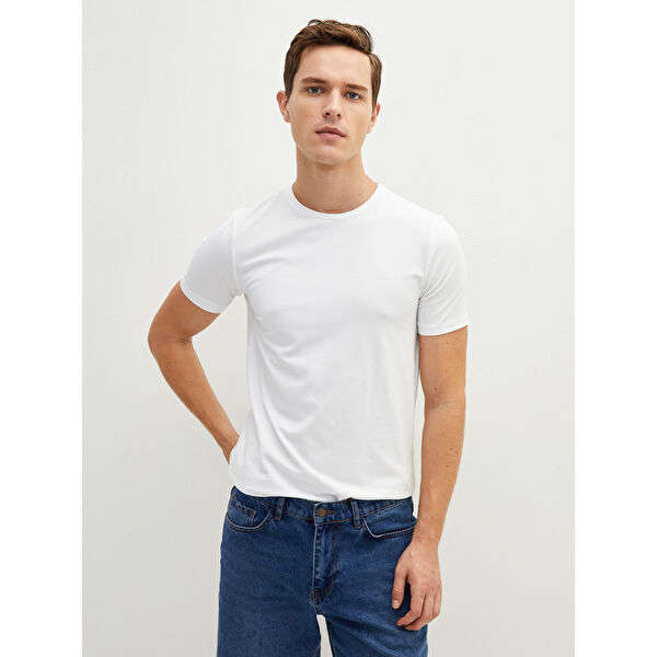 LCW VISION Bisiklet Yaka Kısa Kollu Basic Penye Erkek Tişört