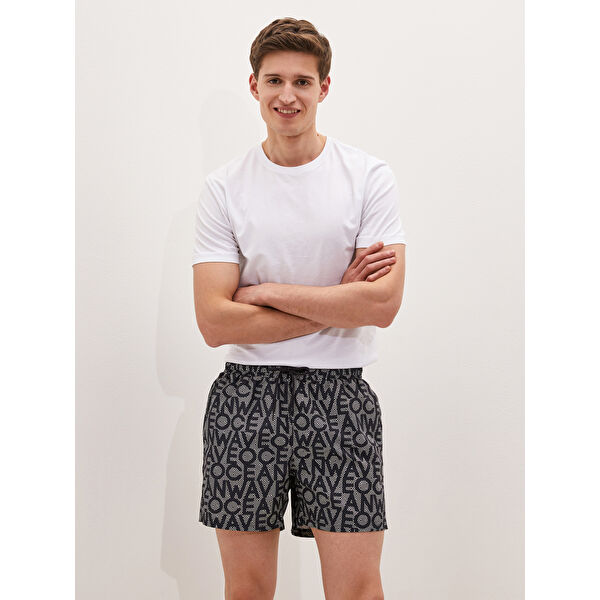 Kısa Boy Desenli Erkek Deniz Şortu