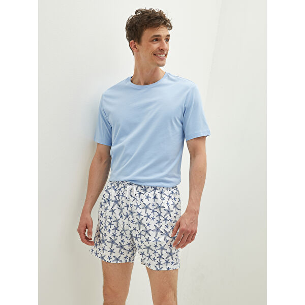 Kısa Boy Desenli Erkek Deniz Şortu