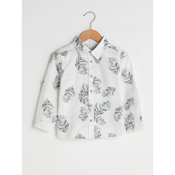 Uzun Kollu Desenli Poplin Erkek Bebek Gömlek