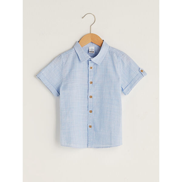 Kısa Kollu Çizgili Poplin Erkek Bebek Gömlek