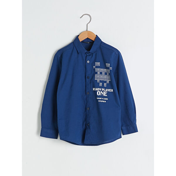 Baskılı Uzun Kollu Poplin Erkek Çocuk Gömlek Baskılı Uzun Kollu Poplin Erkek Çocuk Gömlek