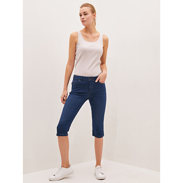 Normal Bel Slim Fit Kadın Jean Capri