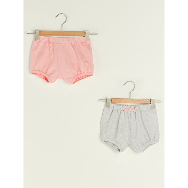 Beli Lastikli Pamuklu Kız Bebek Şort 2'li