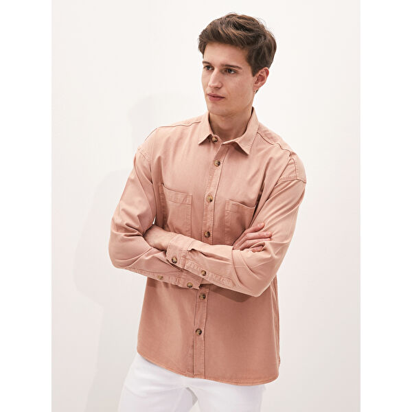 LCW CASUAL Oversize Uzun Kollu Gabardin Erkek Gömlek