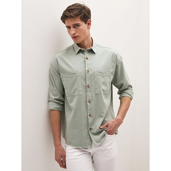 LCW CASUAL Oversize Uzun Kollu Gabardin Erkek Gömlek