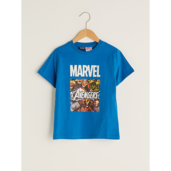 Bisiklet Yaka Avengers Baskılı Kısa Kollu Pamuklu Erkek Çocuk Tişört ve Şort
