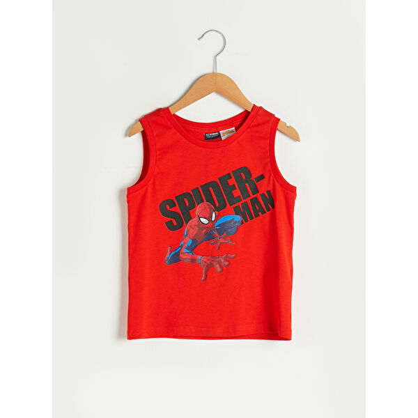 Bisiklet Yaka Spiderman Baskılı Pamuklu Erkek Çocuk Atlet